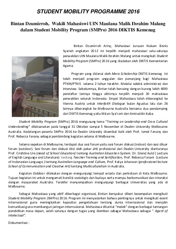 (PDF) STUDENT MOBILITY PROGRAMME 2016