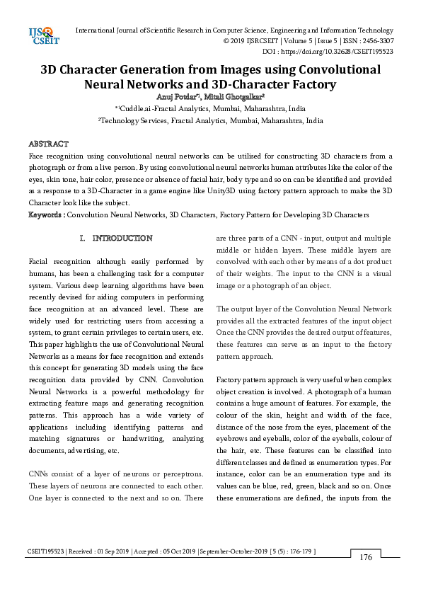 (PDF) 3D Character Generation from Images using Convolutional Neural Networks and 3D-Character ...
