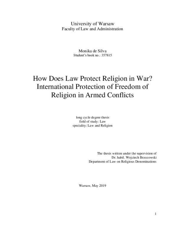 (PDF) How Does Law Protect Religion in War? International Protection of ...