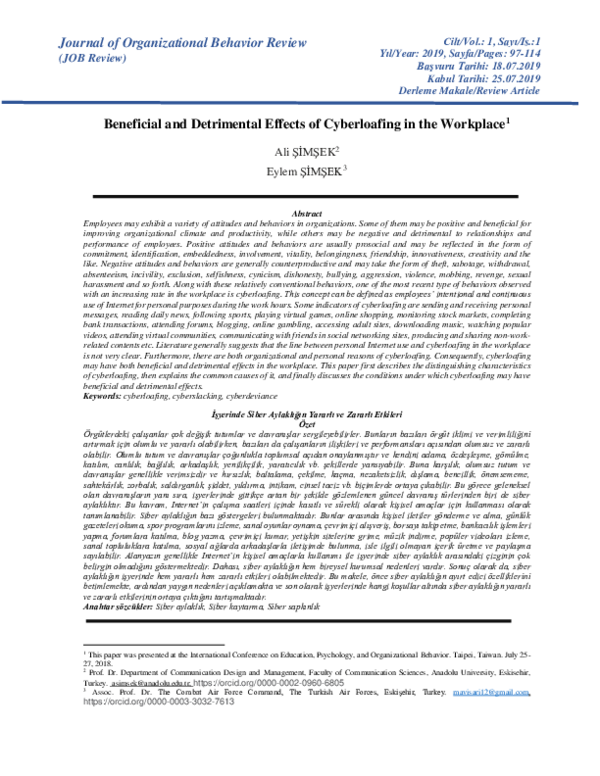 (PDF) Beneficial and Detrimental Effects of Cyberloafing in the Workplace