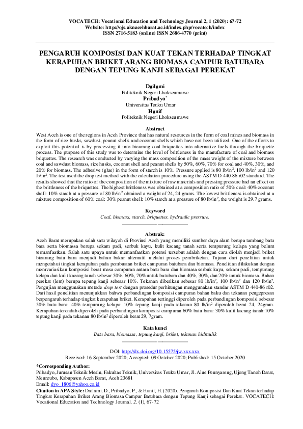 (PDF) Pengaruh Komposisi Dan Kuat Tekan Terhadap Tingkat Kerapuhan Briket Arang Biomasa Campur ...