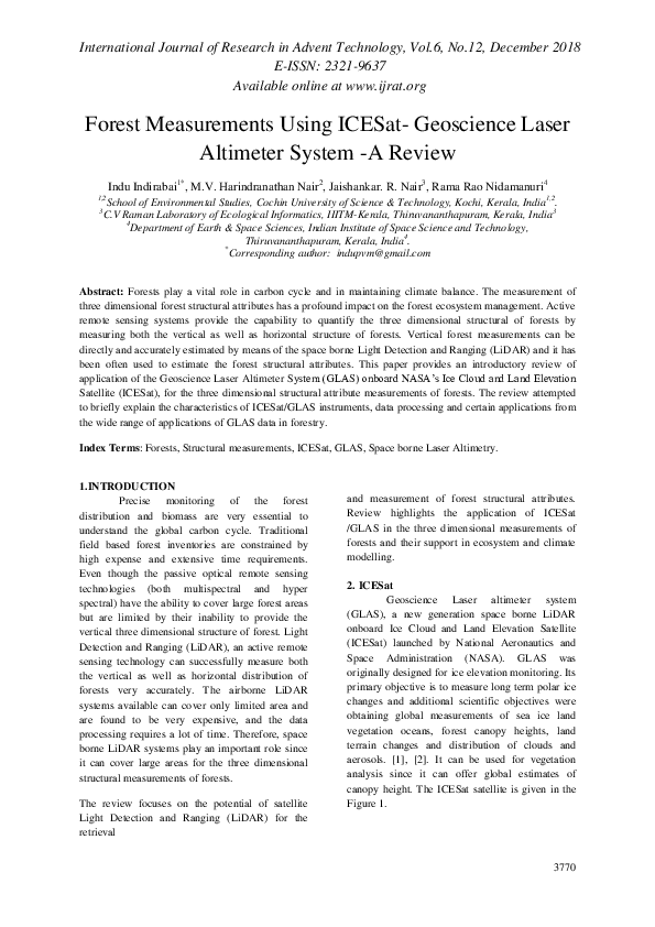 Pdf Forest Measurements Using Icesat Geoscience Laser Altimeter System A Review