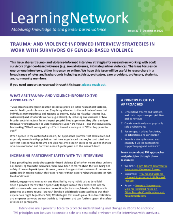 (PDF) Trauma- and Violence-Informed Interview Strategies in Work with ...