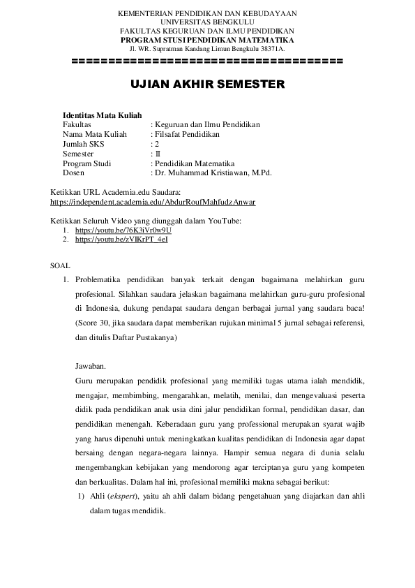 (PDF) UJIAN AKHIR SEMESTER