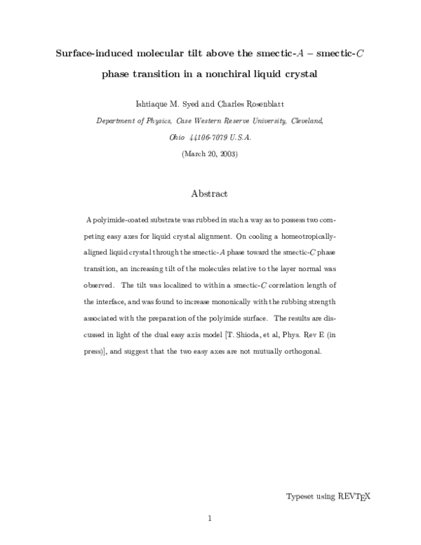(PDF) Surface-induced molecular tilt above the smectic-A-smectic-C ...