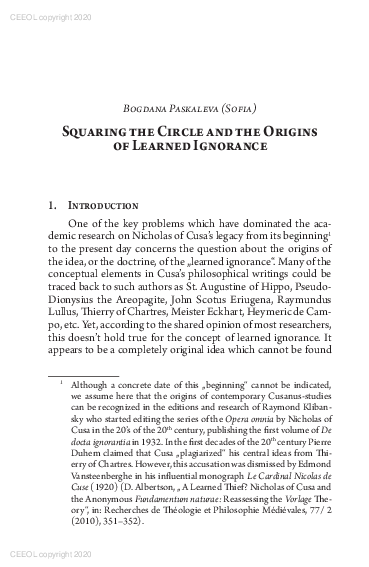 (PDF) Squaring the Circle and the Origins of Learned Ignorance