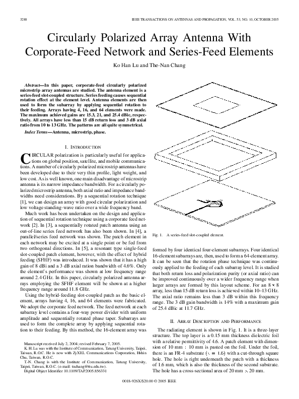 (PDF) Circularly Polarized Array Antenna With Corporate-Feed Network ...
