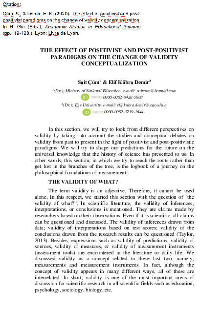 (PDF) The Effect of Positivist and Post-Positivist Paradigms on the Change of Validity ...