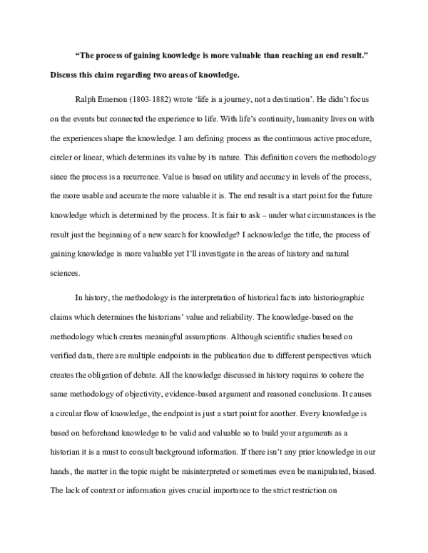 (DOC) “The process of gaining knowledge is more valuable than reaching ...