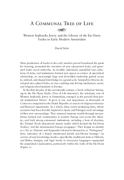 (PDF) David Sclar, "A Communal Tree of Life: Western Sephardic Jewry ...