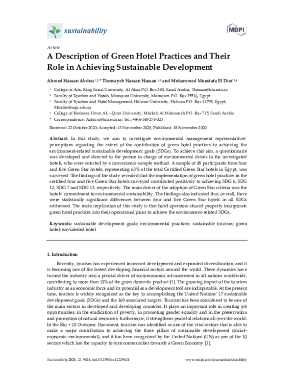 (PDF) A Description of Green Hotel Practices and Their Role in ...