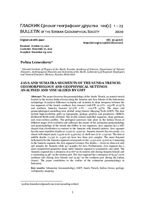 (PDF) Java and Sumatra Segments of the Sunda Trench: Geomorphology and ...
