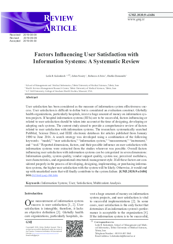Pdf Factors Influencing User Satisfaction With Information Systems A