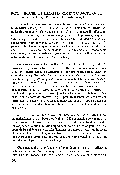 (PDF) Reseña del libro de Hopper, Paul y Closs Traugott, Elizabeth ...