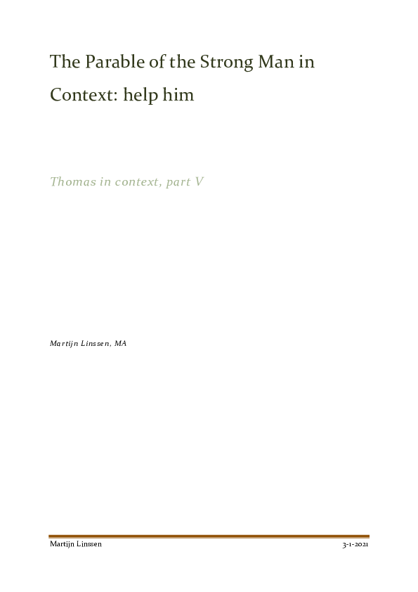 (PDF) The Parable of the Strong Man in Context: help him