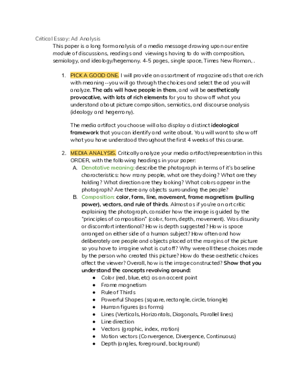 (PDF) Critical Essay Ad Analysis