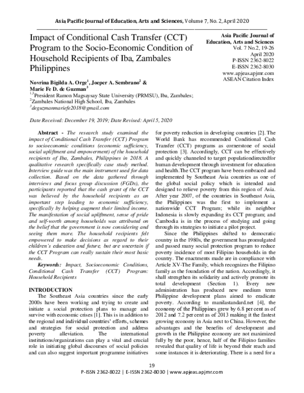(PDF) Impact of Conditional Cash Transfer (CCT) Program to the Socio ...