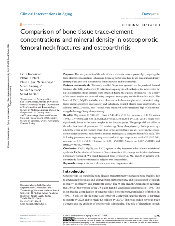 (PDF) Comparison of bone tissue trace-element concentrations and ...