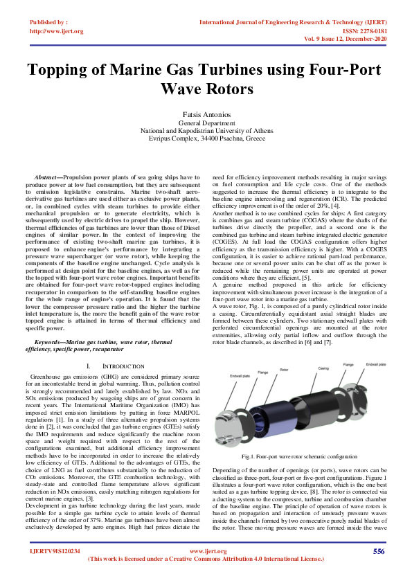 (PDF) IJERT-Topping of Marine Gas Turbines using Four-Port Wave Rotors