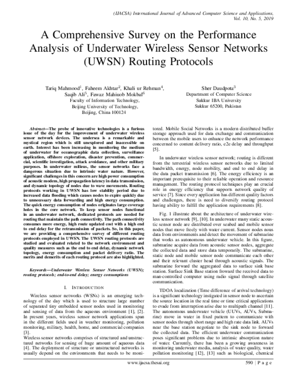 Pdf Performance Analysis Of Uwsn Routing Protocols