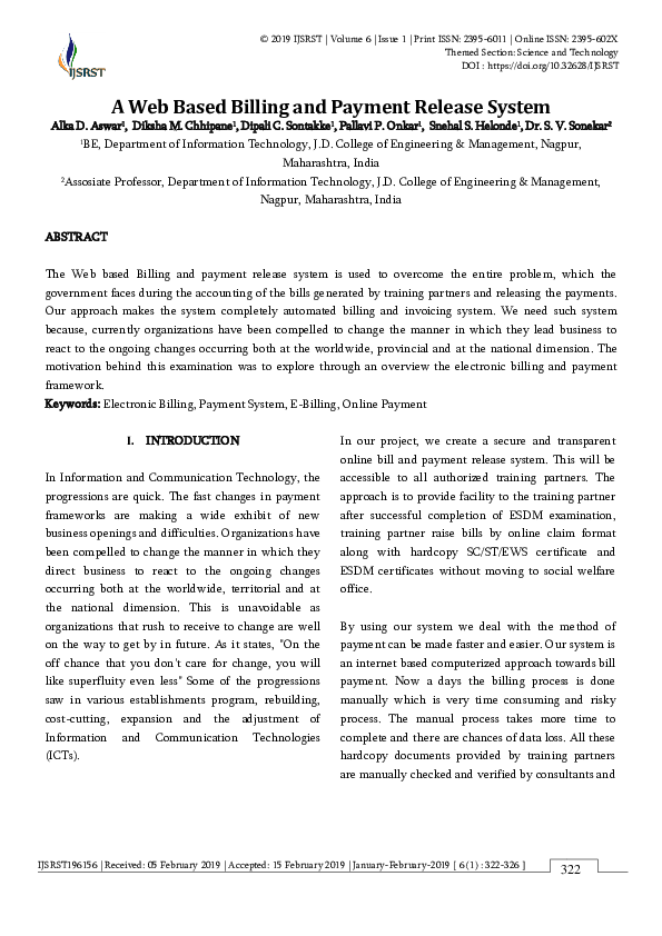 (PDF) A Web Based Billing and Payment Release System