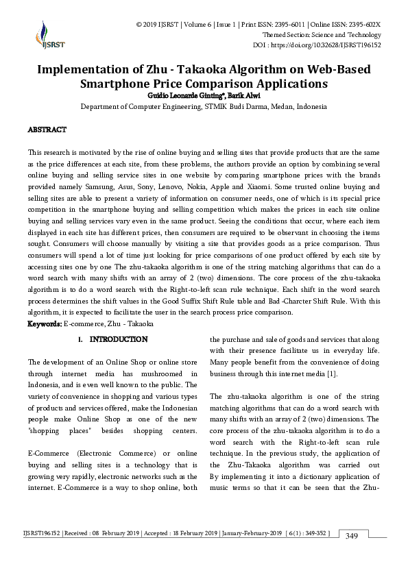 (PDF) Implementation of Zhu - Takaoka Algorithm on Web-Based Smartphone Price Comparison ...