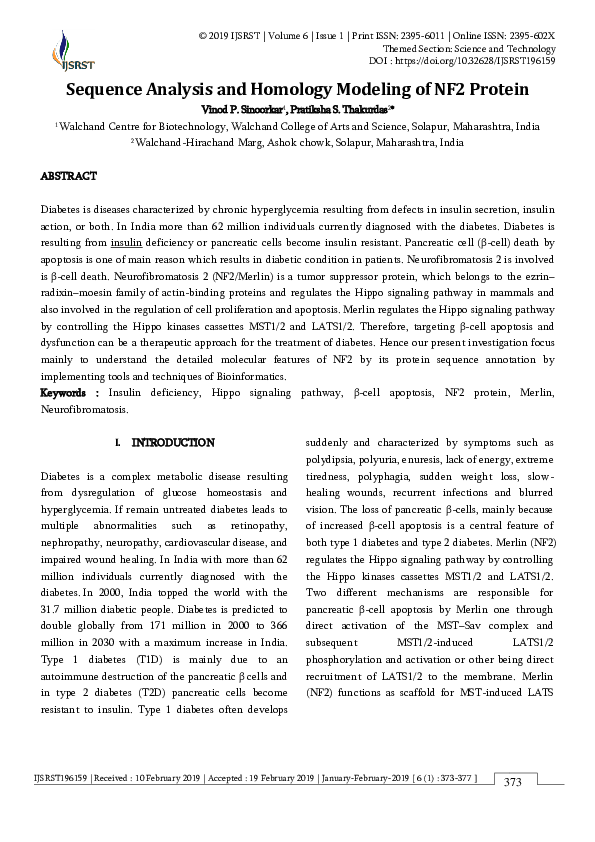 (PDF) Sequence Analysis and Homology Modeling of NF2 Protein