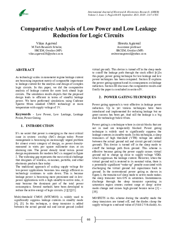 (PDF) Comparative Analysis of Low Power and Low Leakage Reduction for ...