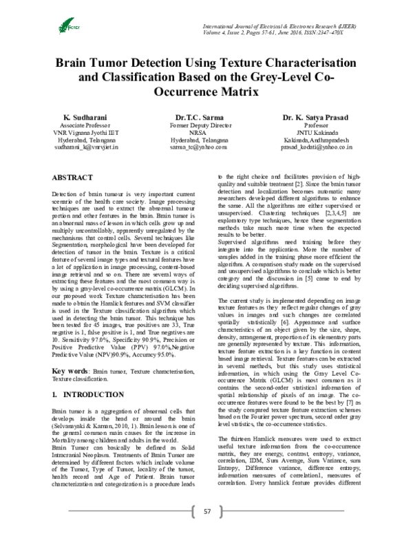 (PDF) Brain Tumor Detection Using Texture Characterisation and Classification Based on the Grey ...