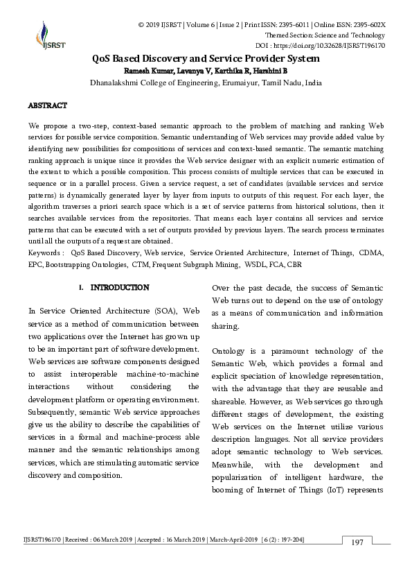 (PDF) QoS Based Discovery and Service Provider System