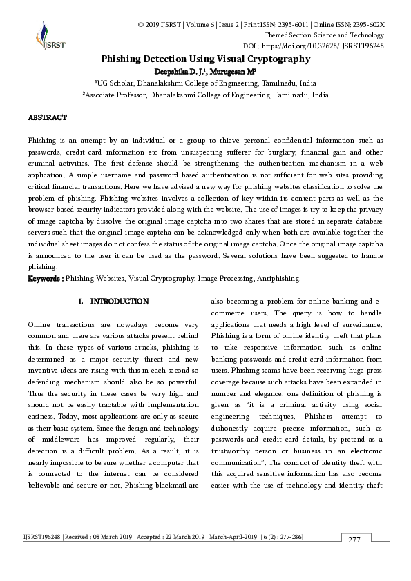 (PDF) Phishing Detection Using Visual Cryptography