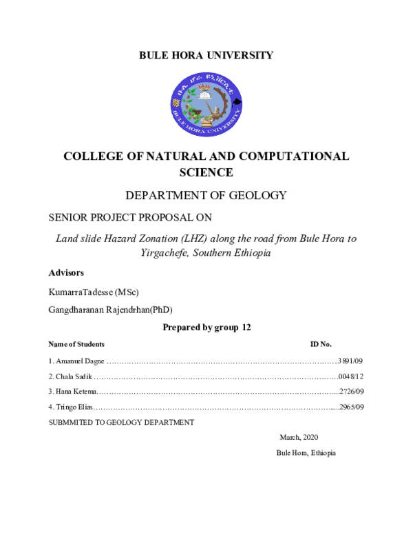 (DOC) COLLEGE OF NATURAL AND COMPUTATIONAL SCIENCE DEPARTMENT OF ...