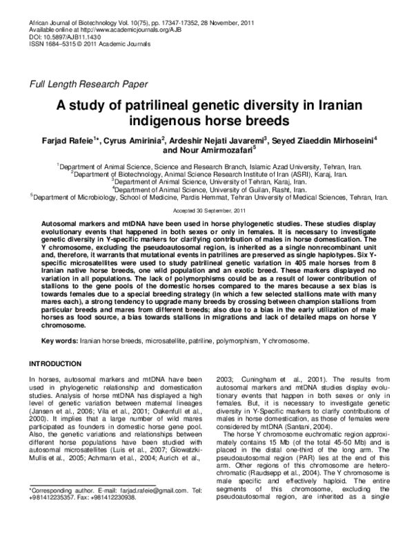 (PDF) A study of patrilineal genetic diversity in Iranian indigenous ...