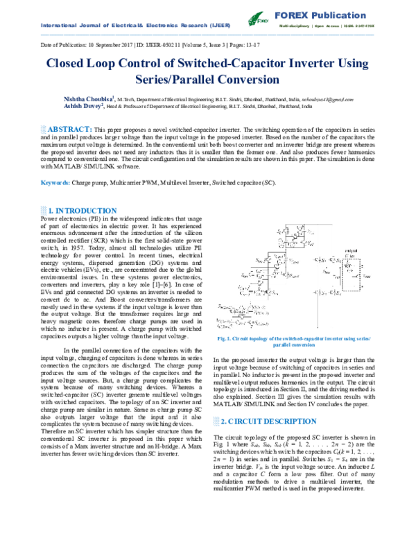 Pdf Closed Loop Control Of Switched Capacitor Inverter Using Seriesparallel Conversion