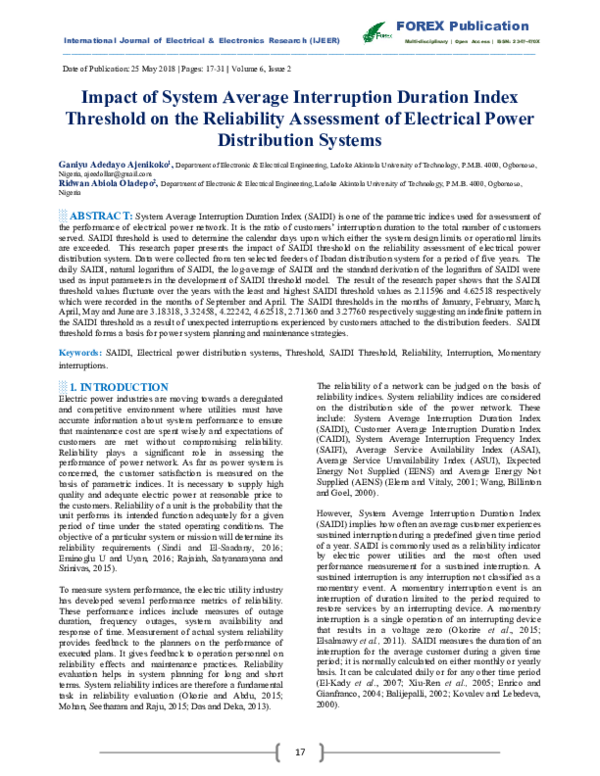 (PDF) Impact of System Average Interruption Duration Index Threshold on ...