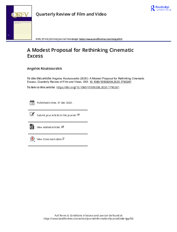 (PDF) A Modest Proposal for Rethinking Cinematic Excess