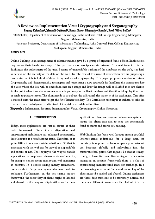 (PDF) A Review on Implementation Visual Cryptography and Steganography