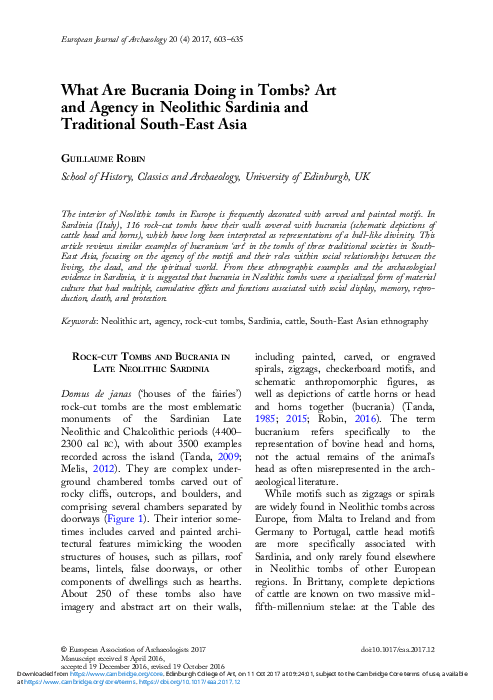 (PDF) Robin, G. 2017. What Are Bucrania Doing in Tombs? Art and Agency ...