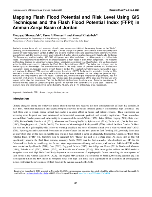 (PDF) Mapping Flash Flood Potential and Risk Level Using GIS Techniques and the Flash Flood ...