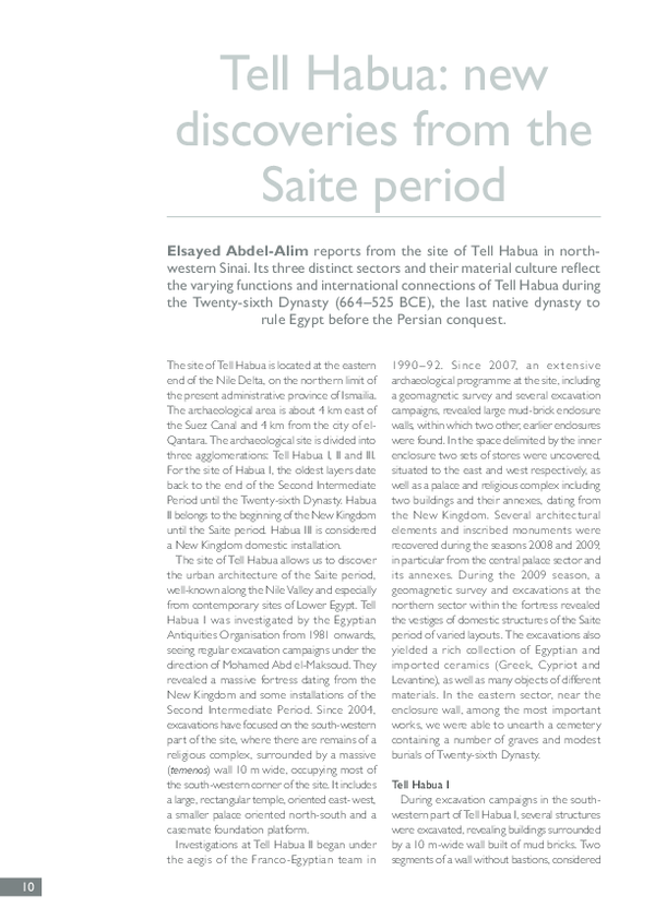 (PDF) Tell Habua. New discoveries from the Saite period, Egyptian ...