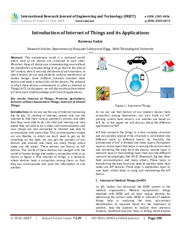 (PDF) Introduction of Internet of Things and its Applications