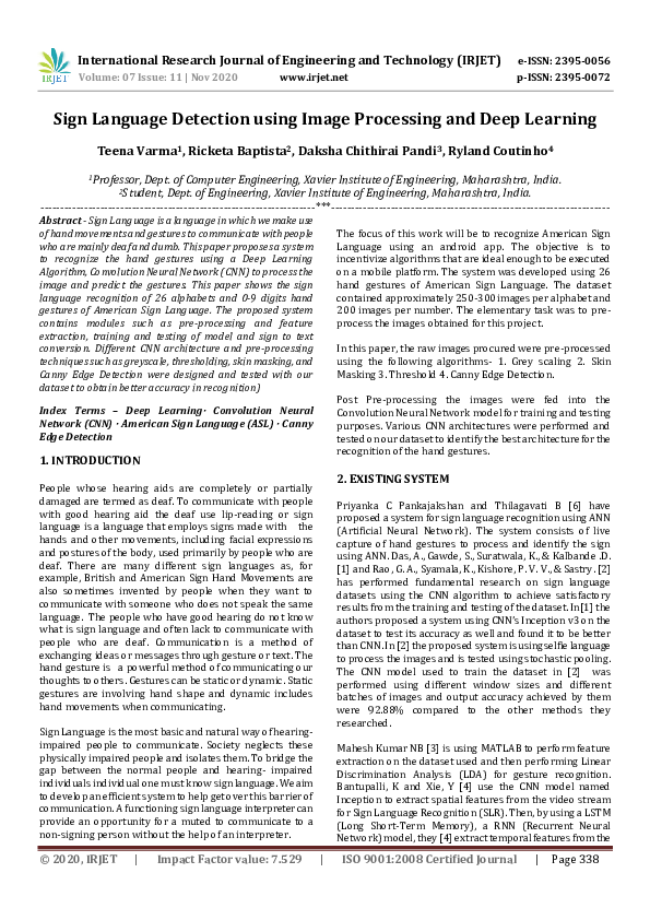 Irjet Sign Language Converter Using Opencv Httpswww I - vrogue.co
