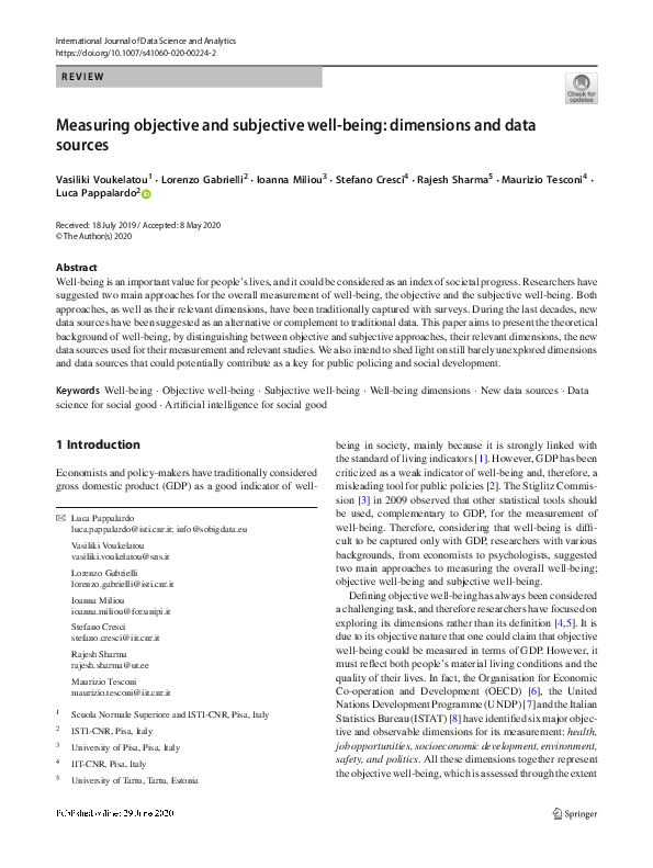 (PDF) Measuring objective and subjective well-being: dimensions and ...