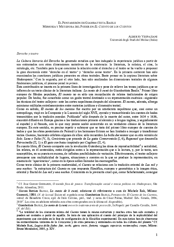 (PDF) EL PENTAMERON DE GIAMBATTISTA BASILE MEMORIA Y METAFORA DEL PODER ...