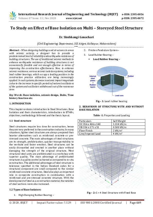 (PDF) To Study on Effect of Base Isolation on Multi -Storeyed Steel ...