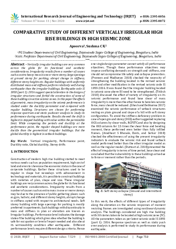 (PDF) IRJET- COMPARATIVE STUDY OF DIFFERENT VERTICALLY IRREGULAR HIGH RISE BUILDINGS IN HIGH ...