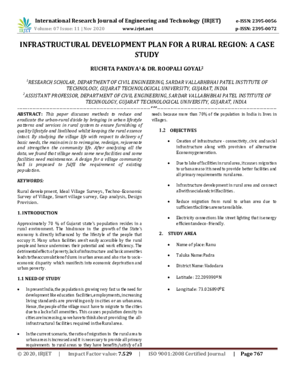 (PDF) INFRASTRUCTURAL DEVELOPMENT PLAN FOR A RURAL REGION: A CASE STUDY