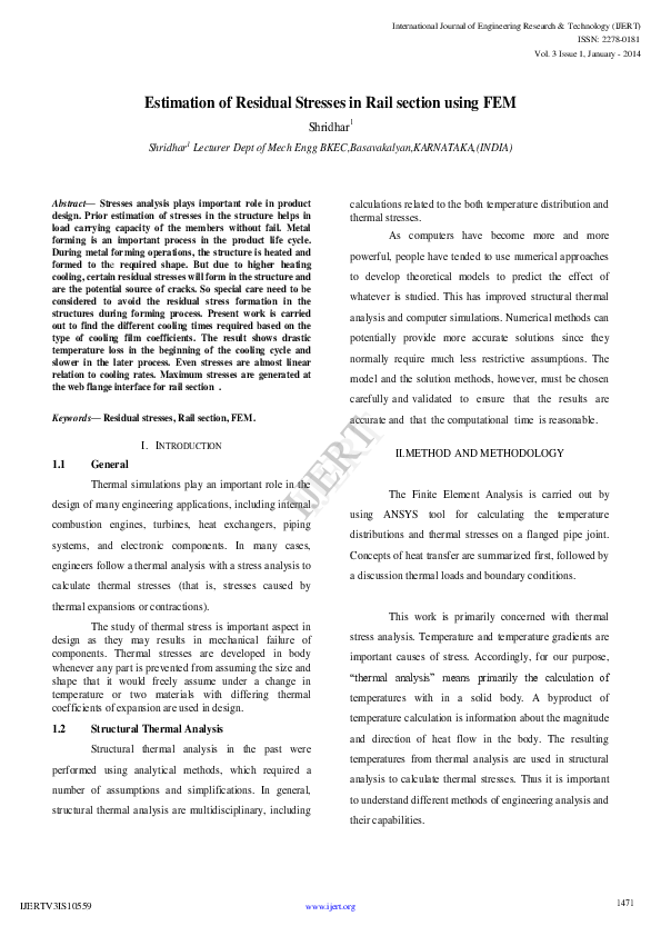 (PDF) Residual Stress Estimation in Rail Sections (PDF) Residual Stress Estimation in Rail Sections