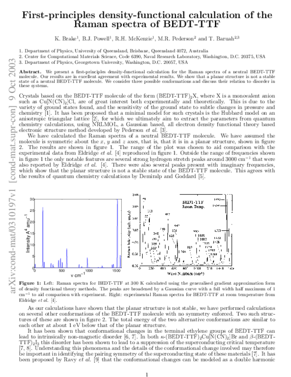 (PDF) First-principle density-functional calculation of the Raman ...