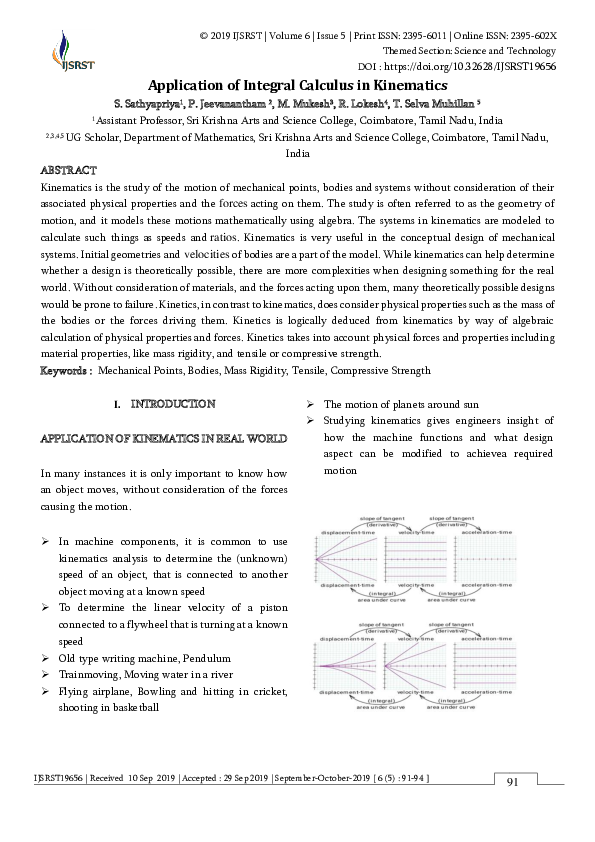 (PDF) Application of Integral Calculus in Kinematics